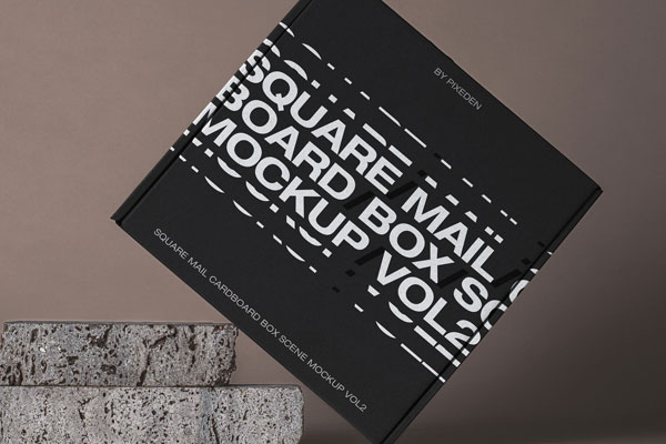 Square Shaped Mail Cardboard Box Mockup Free Download | Resource Boy