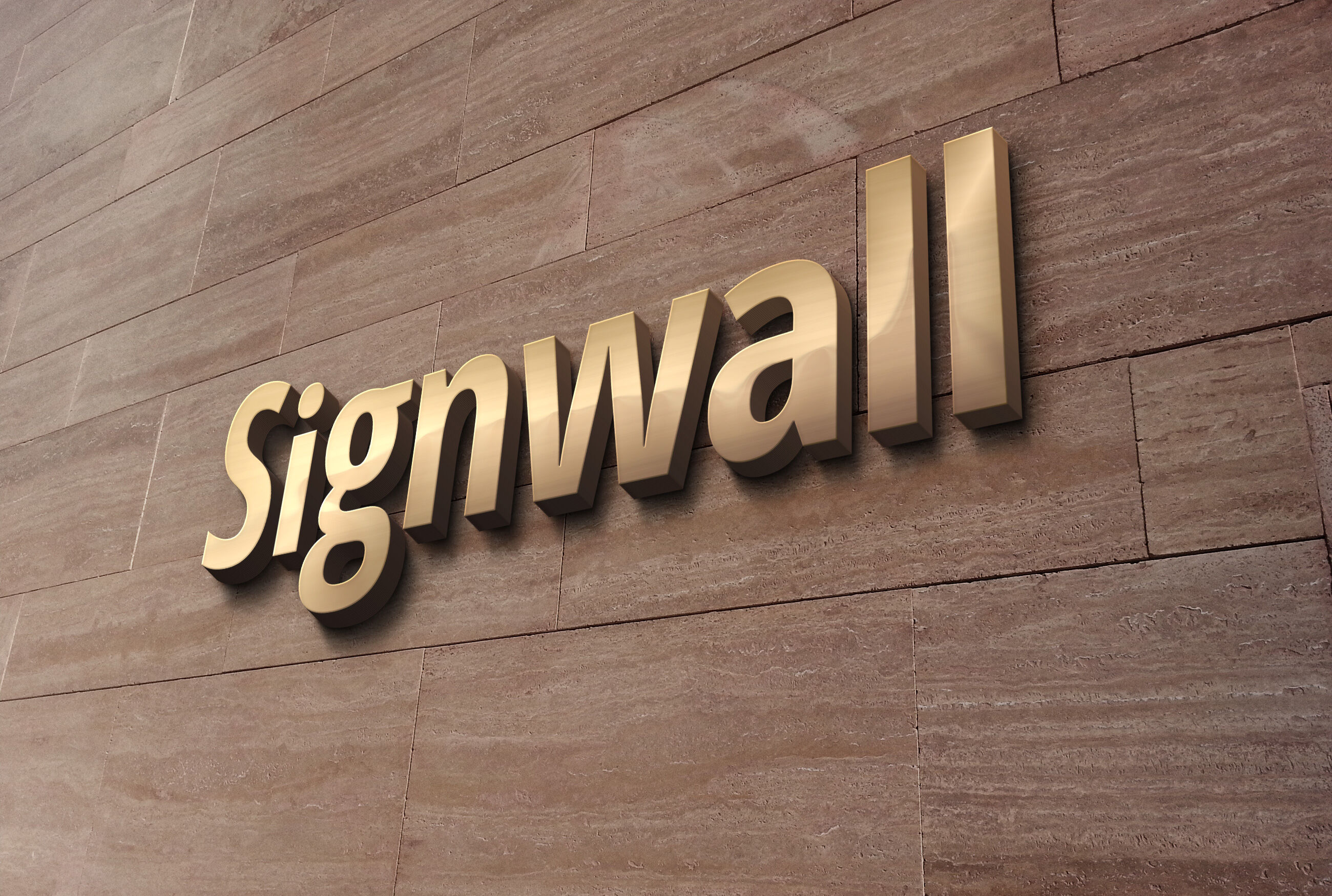 3D Wall Mounted Golden Logo Mockup FREE Resource Boy
