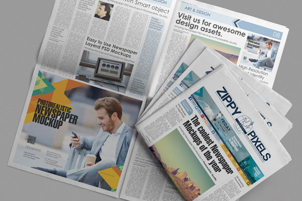 Top Side View of Classic Newspaper Mockup Free Download | Resource Boy