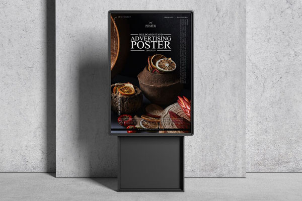 Advertising Billboard Stand Poster Mockup In Black Free Download ...