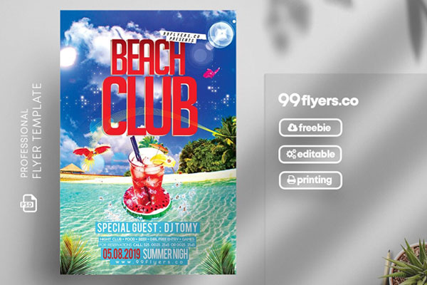 Beach Flyer Template Featuring Fanciful Beach Scenery Free Download ...