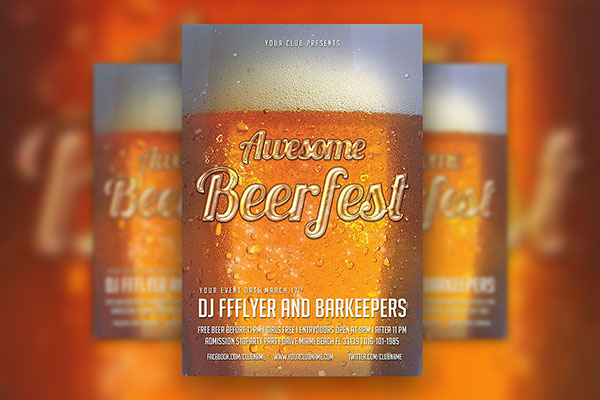 Beer Fest Flyer Template Featuring a Sweaty Beer Glass Free Download ...