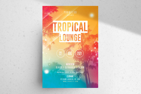 Colorful Tropical Event Invitation Flyer Template Free Download ...
