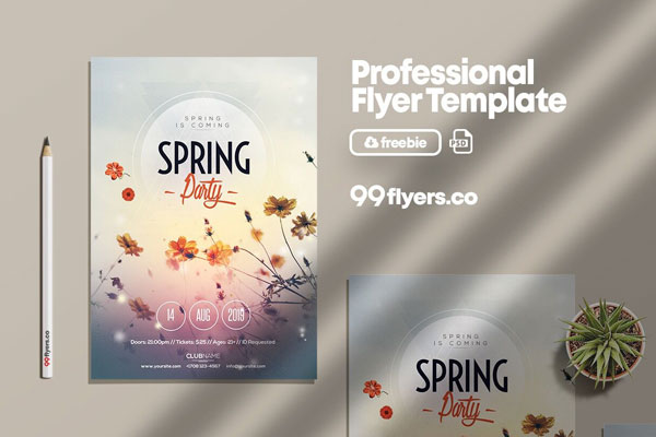 Floral Spring Party Flyer Template Free Download | Resource Boy