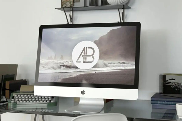 iMac 5K on a Glass Table Surrounds with Furniture Mockup Free Download ...