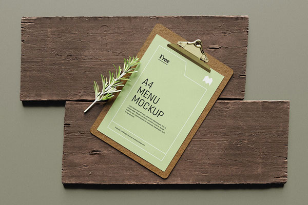 Mockup Displaying Wooden Clipboard Collected in Four Files Free ...