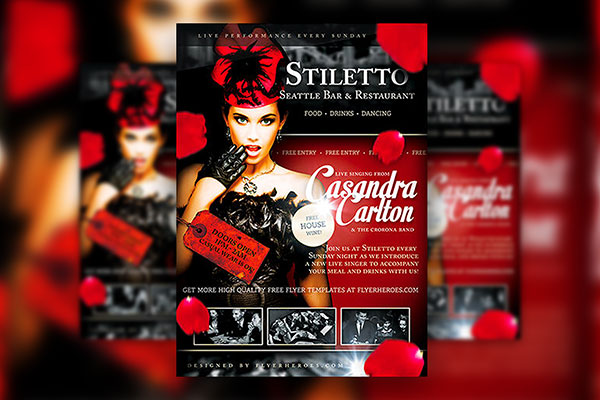 Bar Flyer Template with a Label Tag and Floating Petals Free Download ...