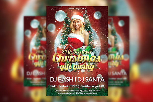 Shiny Christmas Gift Giving Club Party Flyer Free Download | Resource Boy
