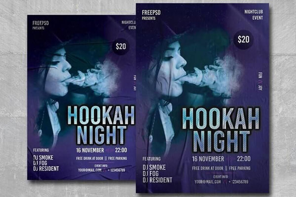 Smokey Hookah Bar Flyer Template Free Download | Resource Boy