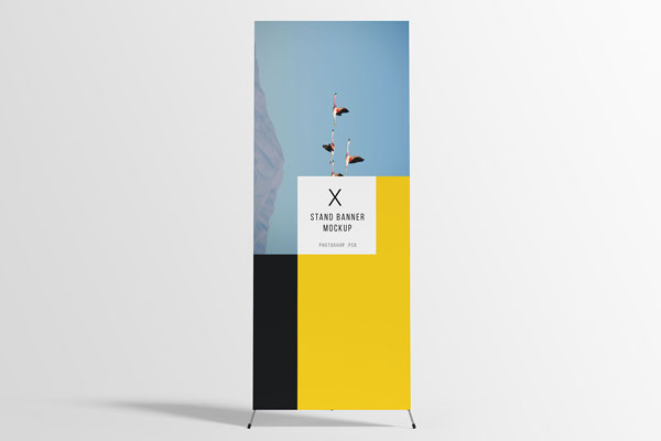 Stand Banner Mockup with Elegant Metal Legs Free Download | Resource Boy