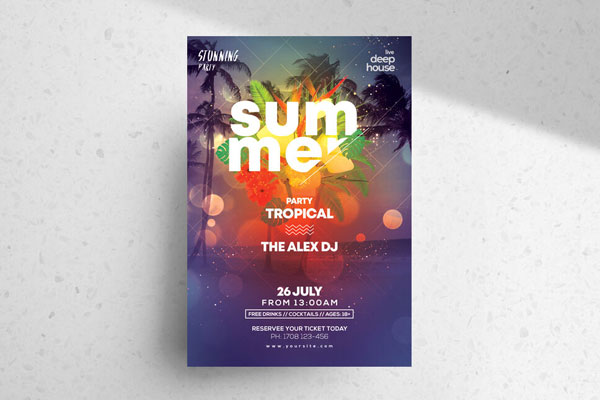 Summer Tropical Sunset Event Flyer Free Download | Resource Boy