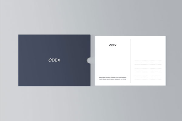 Top View of Flat Navy Blue and White Postcard Mockup Free Download ...