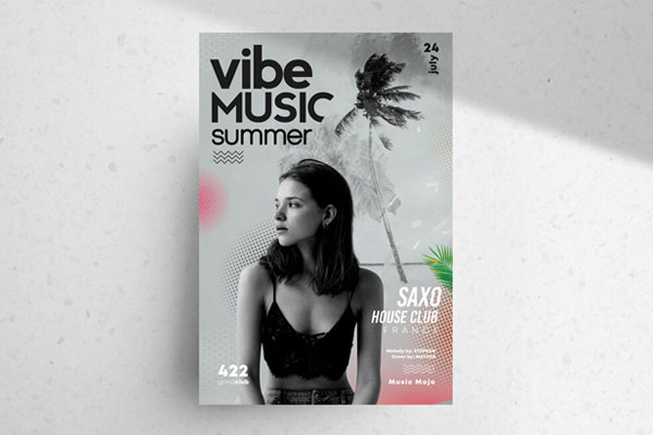 Tropical Summer Flyer Template with Palm Trees Free Download | Resource Boy