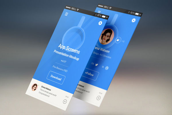 Two Floating Perspective App Screens Mockup Free Download | Resource Boy