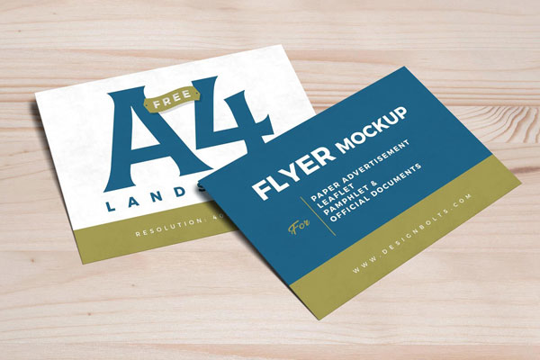 Two Overlapping A4 Landscape Flyer Mockup Free Download | Resource Boy