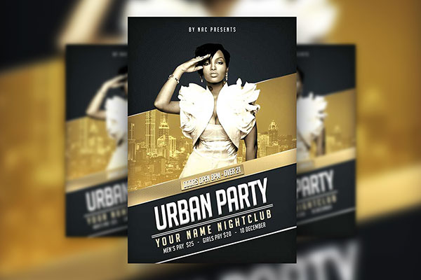 Urban Music Club Flyer Template Featuring Faded Buildings Free Download ...
