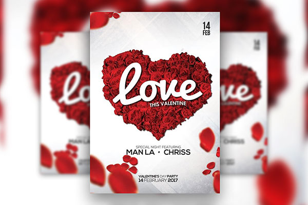 Valentine's Themed Flyer Template Featuring Rose Petals in the ...