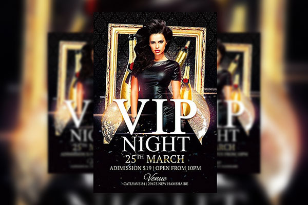 VIP Nightclub Flyer Template Featuring Disco Balls and Bottles Free ...