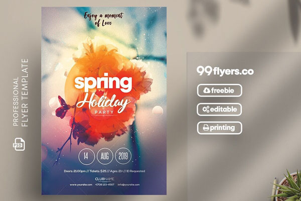 Floral Spring Party Flyer Template Free Download | Resource Boy