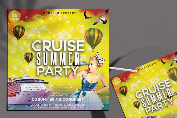 Creative Colorful Cruise Summer Party Flyer Template Free Download ...