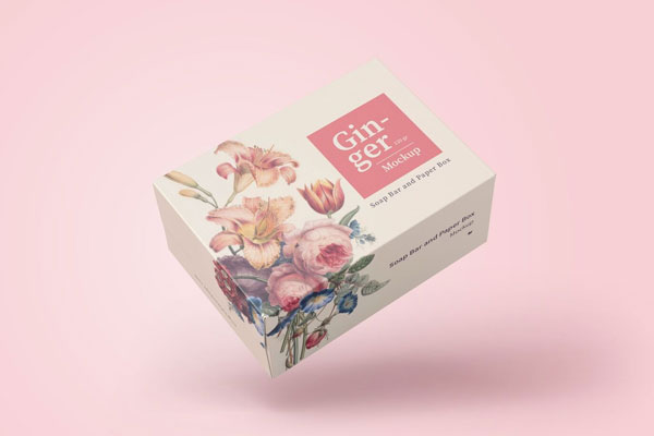 Floating Soap Bar and Paper Box Mockup Free Download | Resource Boy