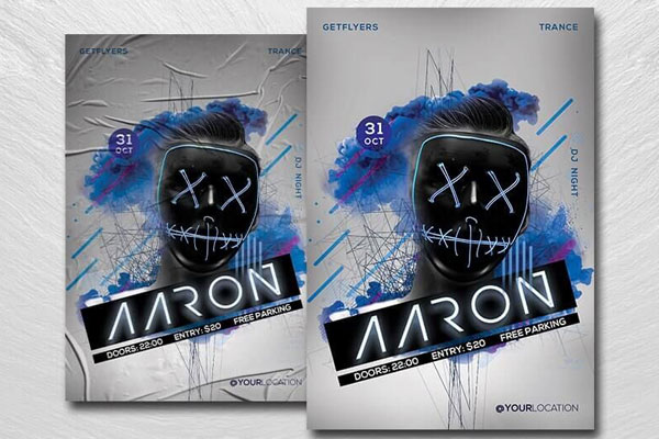 Blue and Gray Futuristic Nightclub Event Flyer Template Free Download ...