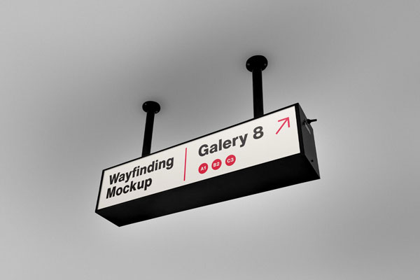 Horizontal Signage Mounted on the Ceiling Mockup Free Download ...