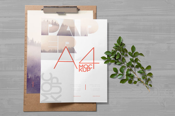 Mockup Displaying Wooden Clipboard Collected in Four Files Free ...