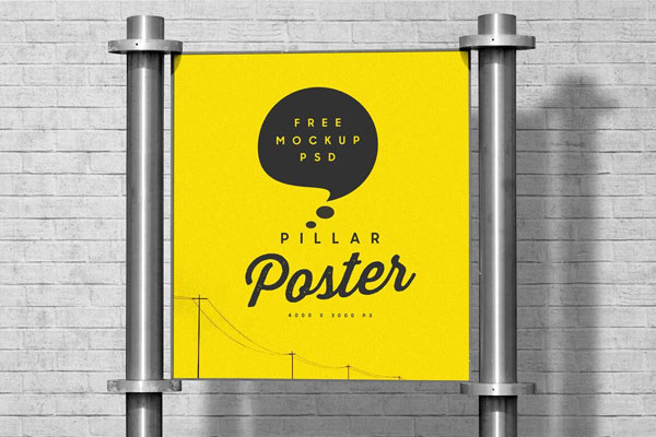 Mockup Showing an Outdoor Large Pillar Poster Free Download | Resource Boy