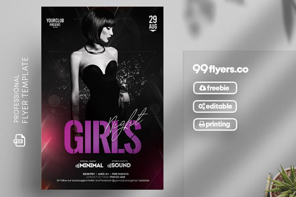 Modern Black Girls Nightclub Flyer Template Free Download | Resource Boy