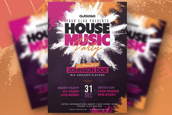 Modern Colorful House Music Party Flyer Template Free Download ...