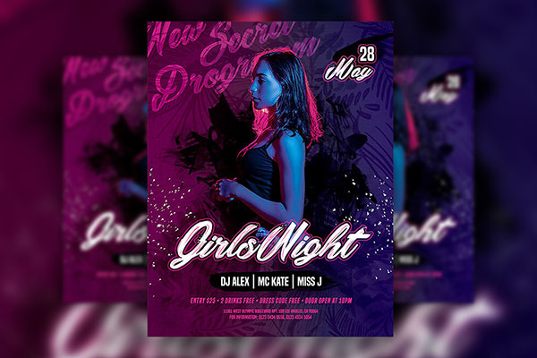 Modern Girls Night Party Flyer and Facebook Templates Free Download ...
