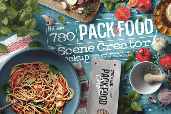 Overhead View of Plastic Food Box and Label Mockup (FREE) - Resource Boy