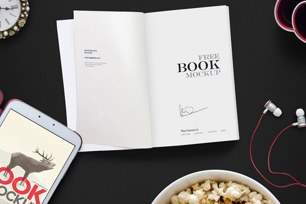 Mockup Featuring a Square Book Spread Open (FREE) - Resource Boy