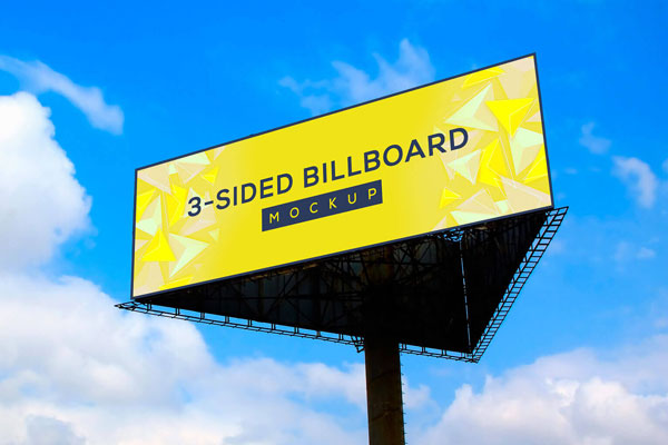 Mockup Featuring a Triple Sided Advertising Billboard (FREE) - Resource Boy