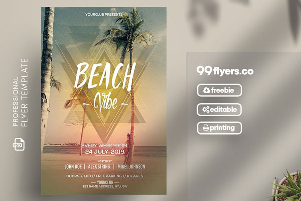 Tropical, Modern Beach Party Flyer Template Free Download | Resource Boy