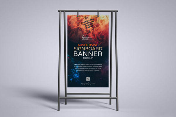 Vertical Signboard Banner Mockup on a Metal Stand Free Download ...
