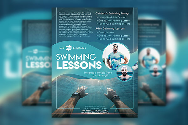 Abstract Swimming Lessons Flyer Template Free Download | Resource Boy