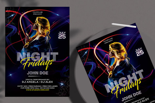 Black, Blue, Red Futuristic Nightclub Flyer Template Free Download ...