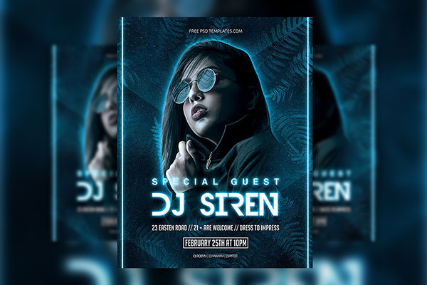 Border Modern DJ Party Flyer and Facebook Template Free Download ...