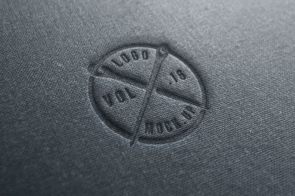 Close-Up of the Linen Debossed Logo Mockup Free Download | Resource Boy