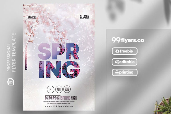 Floral Spring Party Flyer Template Free Download | Resource Boy