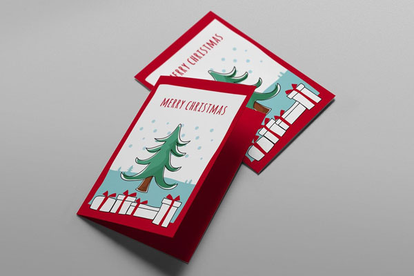 Four Cartoonish Christmas Card Templates Featuring Inside Pages and ...