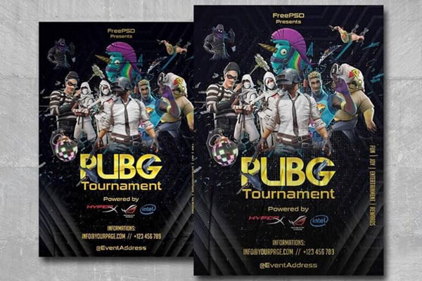 Futuristic PUBG Tournament Flyer Template Free Download | Resource Boy