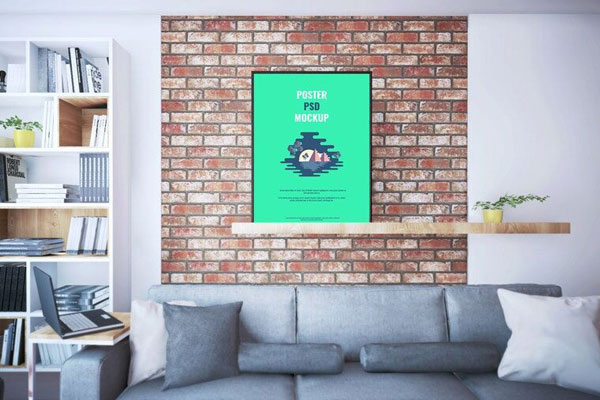 Mockup Featuring a Poster Placed on a Shelf Free Download | Resource Boy