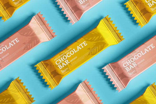 Mockup of Chocolate Bar Packets in Grid Style Free Download | Resource Boy