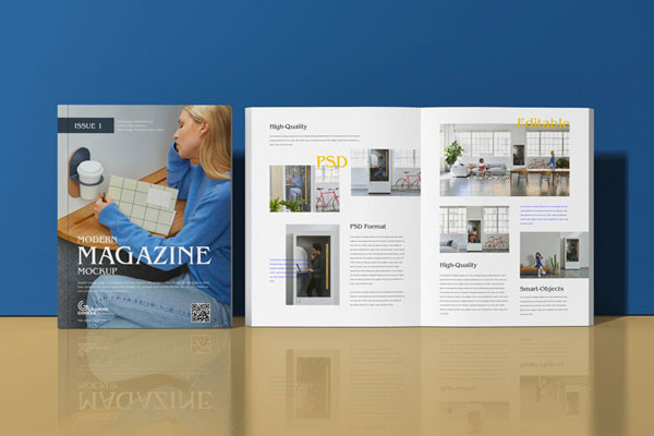 Modern Magazine Cover and Inner Pages Mockup Free Download | Resource Boy