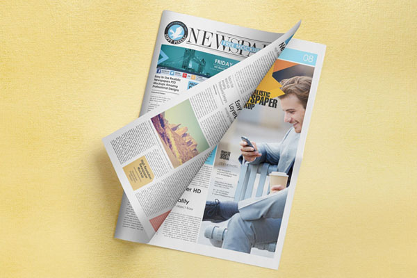 Top Side View of Classic Newspaper Mockup Free Download | Resource Boy