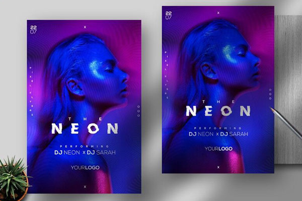 Purple, Blue-Themed, Modern Night Party Flyer Template Free Download ...