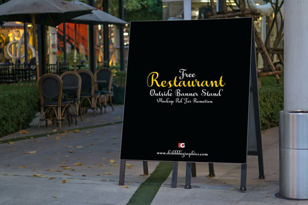 Restaurant Banner Stand in Outdoor Setting Mockup Free Download ...